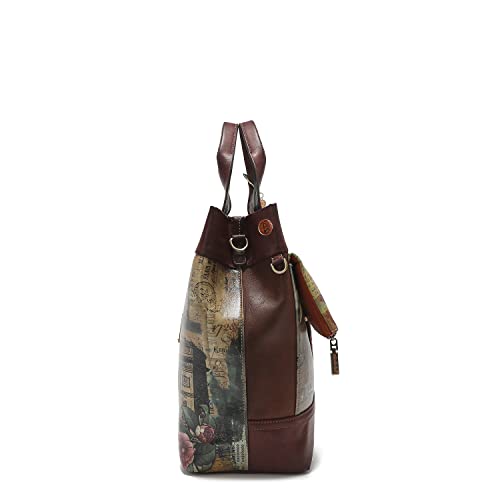 Nicole Lee Paris Fashion Week Large Shoulder Tote Bag, Butterfly Flower Embellishments, Multiple Pockets, Optional Crossbody Strap