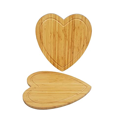 SKIMT Chopping Board 28x31.6cm Heart Shaped Cutting Board Cheese Board Double Sides Available Bamboo Cake Contanier Fruit Tray Cooking Blocks