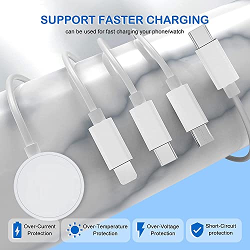 USB C Watch Charger 4 in 1 Portable Type C Charging Cable Compatible with Apple Watch iwatch Ultra Series Ultra/SE/8/7/6/5/4/3/2/1 and Compatible with iPhone,Galaxy,Pixel,Android (4ft/1.2M)
