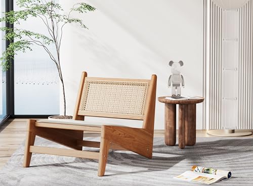 HAOBO Home Rattan Chair Mid Century Modern Accent Chair for Reading Living Room Home Bedroom