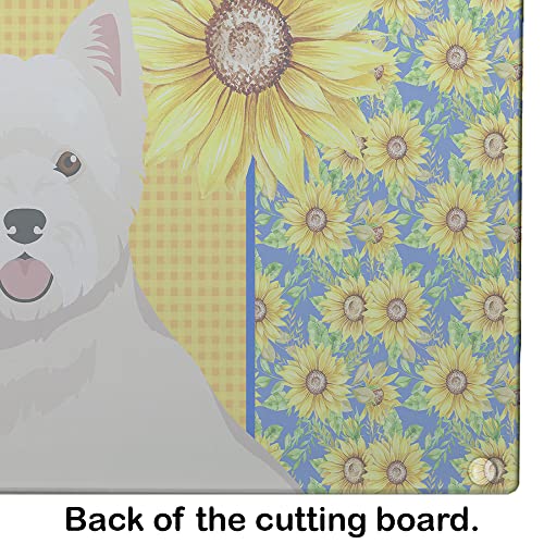 Caroline's Treasures WDK5500LCB Summer Sunflowers Westie West Highland White Terrier Glass Cutting Board Large, 12H x 16W, multicolor