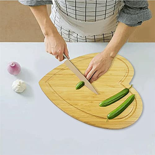 SKIMT Chopping Board 28x31.6cm Heart Shaped Cutting Board Cheese Board Double Sides Available Bamboo Cake Contanier Fruit Tray Cooking Blocks