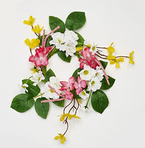 Worth Imports 12" Cherry Forsythia Daisy, Pink, Set of 2 Candle Ring