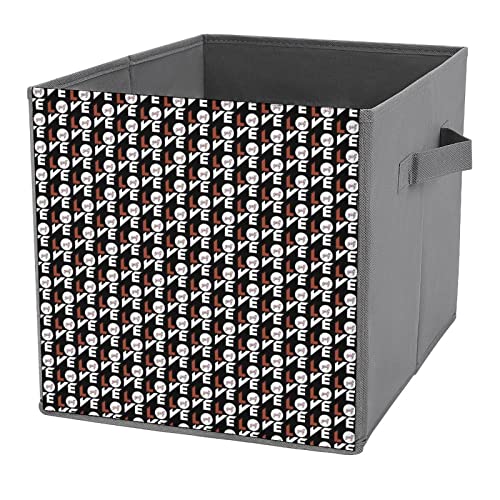 Love Golf Foldable Storage Bins Printd Fabric Cube Baskets Boxes with Handles for Clothes Toys, 11x11x11
