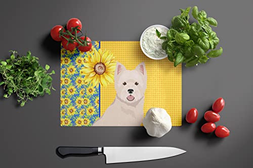 Caroline's Treasures WDK5500LCB Summer Sunflowers Westie West Highland White Terrier Glass Cutting Board Large, 12H x 16W, multicolor