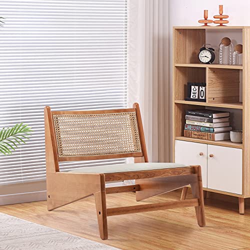 HAOBO Home Rattan Chair Mid Century Modern Accent Chair for Reading Living Room Home Bedroom
