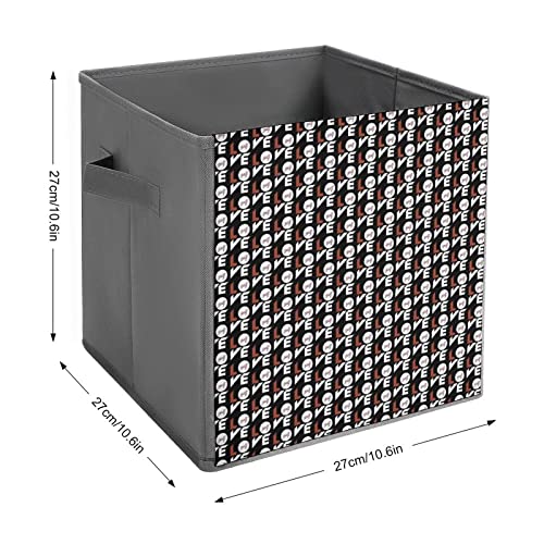 Love Golf Foldable Storage Bins Printd Fabric Cube Baskets Boxes with Handles for Clothes Toys, 11x11x11