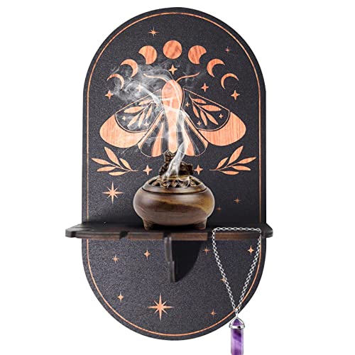 Frifer Crystal Stone Shelf | Wooden Stones Display Floating Shelf with Installing Buckles,Home Use Shelf for Living Room, Bedroom, Bathroom