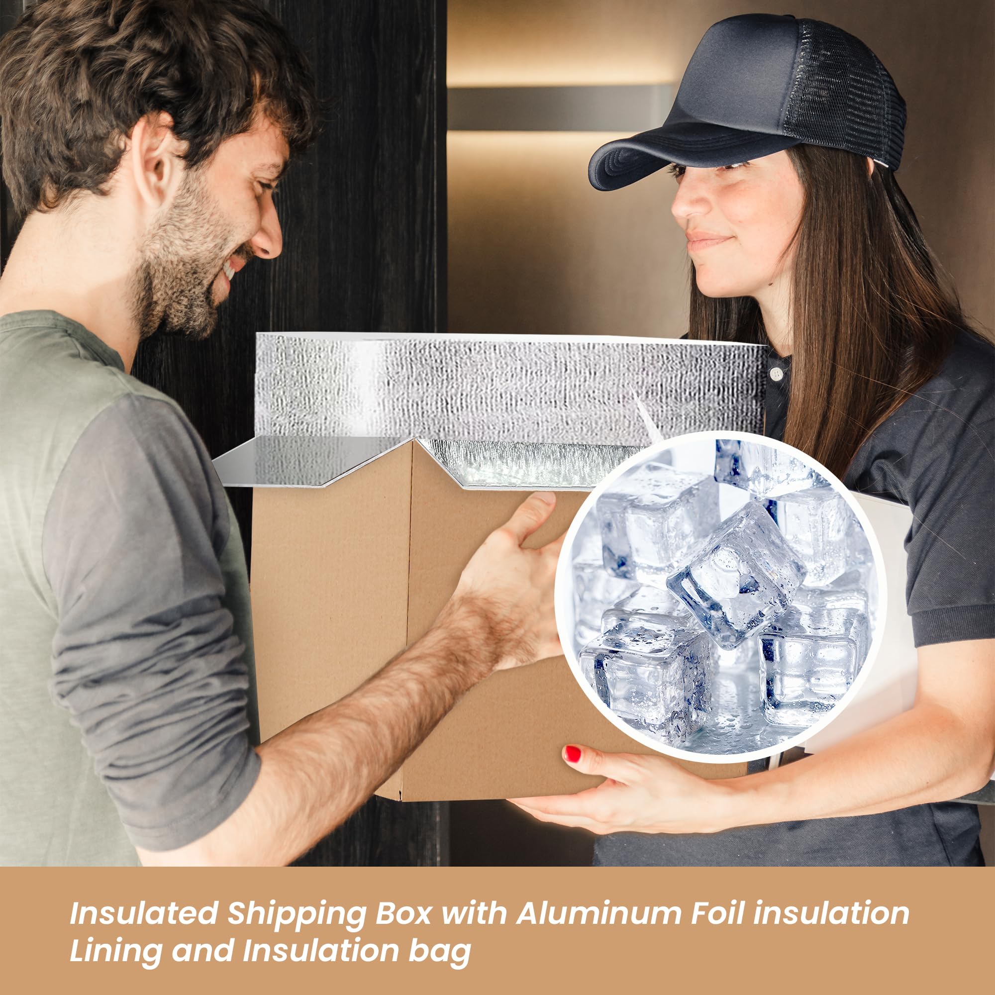 YSSOA Thermo Chill Double Insulated Carton with Foil Insulated Bag Liner, Small Mailing Box, Shipping Box for Mailing, Shipping, Packing, Moving,Box Inside Dimension 6’’x5’’x9’’, 2 Pack.