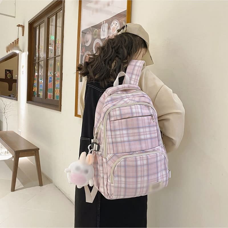 DINGZZ Women Plaid Backpack Large Capacity School Backpack Teenager Girl Lattice Travel Backpack (Color : D, Size : 31 * 14 * 44CM)