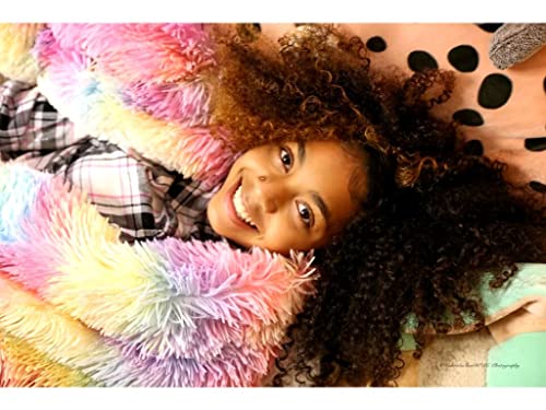 Rainbow Tie-Dye Extra Soft Fuzzy Faux Fur Throw Blanket 50" x 60",Solid Reversible Lightweight Long Hair Shaggy Blanket,Fluffy Cozy Plush Comfy Microfiber Fleece Blankets for Couch Sofa Bedroom