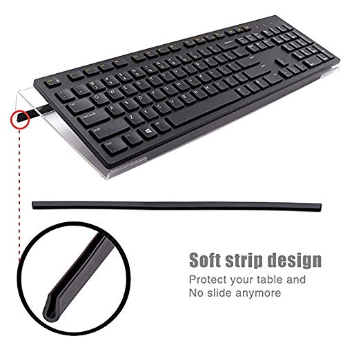 Nat-Hom Computer Keyboard Stand-Clear Acrylic Keyboard Tray with Rubber Strip,Ticker Acrylic Keyboard Riser(Holder) for Easy Ergonomic Typing and Working at Home and Office(Upgrade with rubber strip)