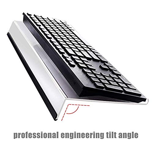 Nat-Hom Computer Keyboard Stand-Clear Acrylic Keyboard Tray with Rubber Strip,Ticker Acrylic Keyboard Riser(Holder) for Easy Ergonomic Typing and Working at Home and Office(Upgrade with rubber strip)