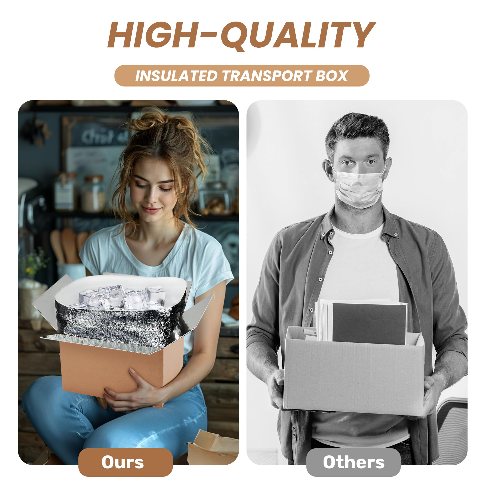 YSSOA Thermo Chill Double Insulated Carton with Foil Insulated Bag Liner, Small Mailing Box, Shipping Box for Mailing, Shipping, Packing, Moving,Box Inside Dimension 6’’x5’’x9’’, 2 Pack.