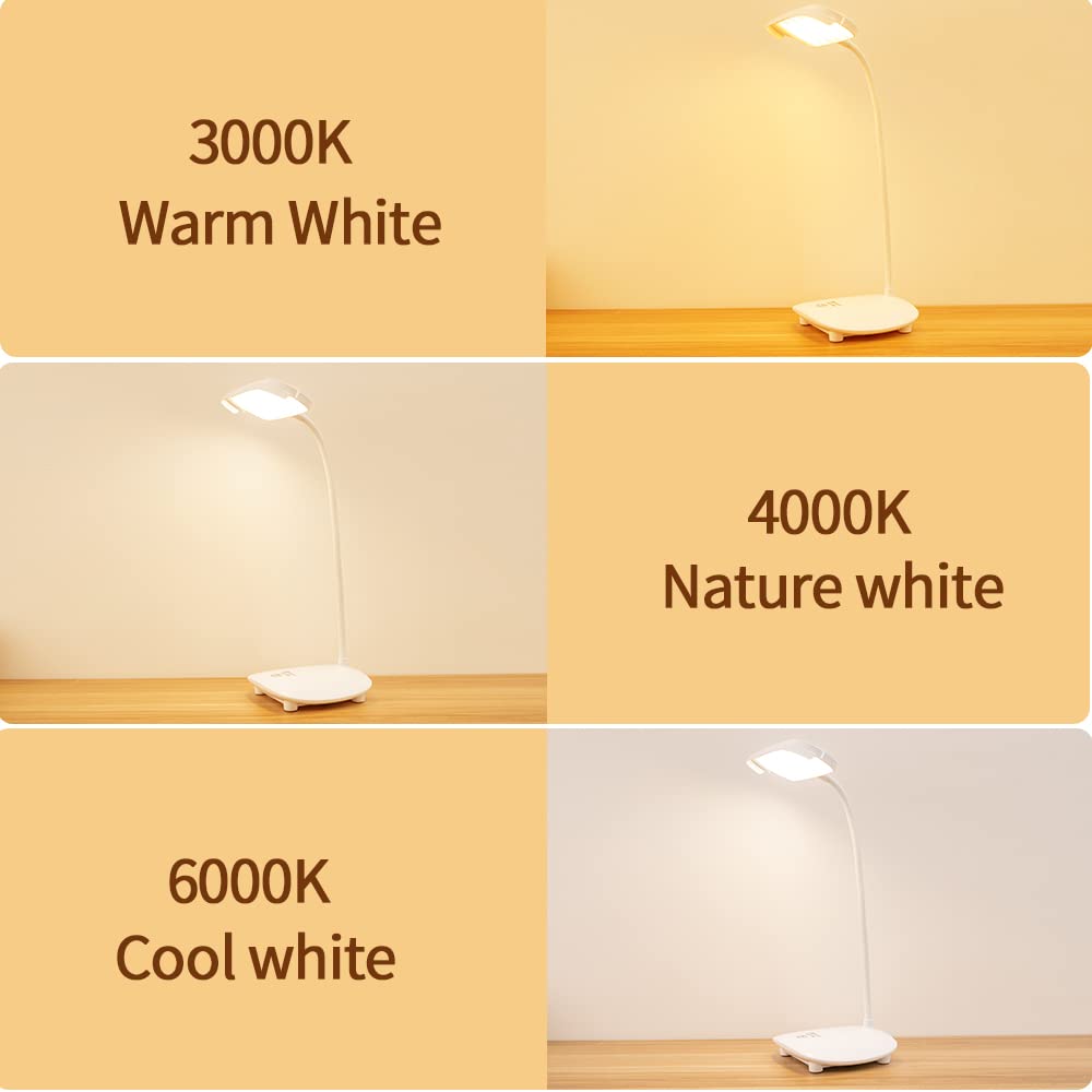 MAYTHANK Cordless Desk Table Lamp Reading Light 40 Led Rechargeable Big Battery 3000m, Touch 3 Modes,2 Ways Power,Dimmable,Gooseneck,Small Portable Wireless Bedroom Bedside Lamp