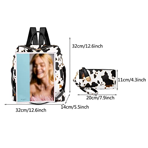 Backpack Purse for Women Fashion Leather Handbags Convertible Shoulder Bag Travel Bags Multipurpose Wallet 2 Piece Set