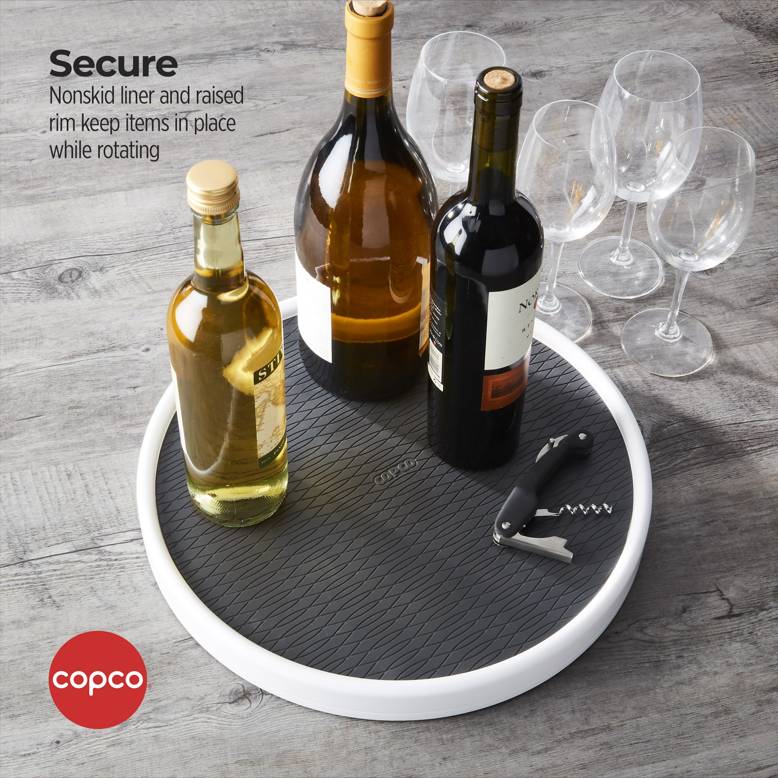 Copco Pro Non-Skid Pantry Cabinet Lazy Susan Turntable, 15-Inch, Charcoal
