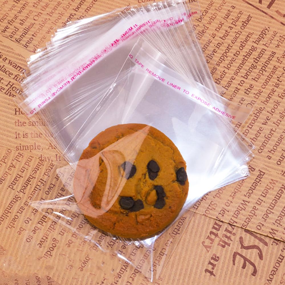 4 x 5-inch Crystal Clear Resealable Cello Cellophane Bags for Candy Cookies Cards Gifts Crafts, Pack of 100