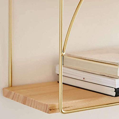 QUUL Wall Mounted 3 Tier, Metal Display Organizer Rack Holder Floating Shelves for Bedroom Living Room Kitchen Office Golden