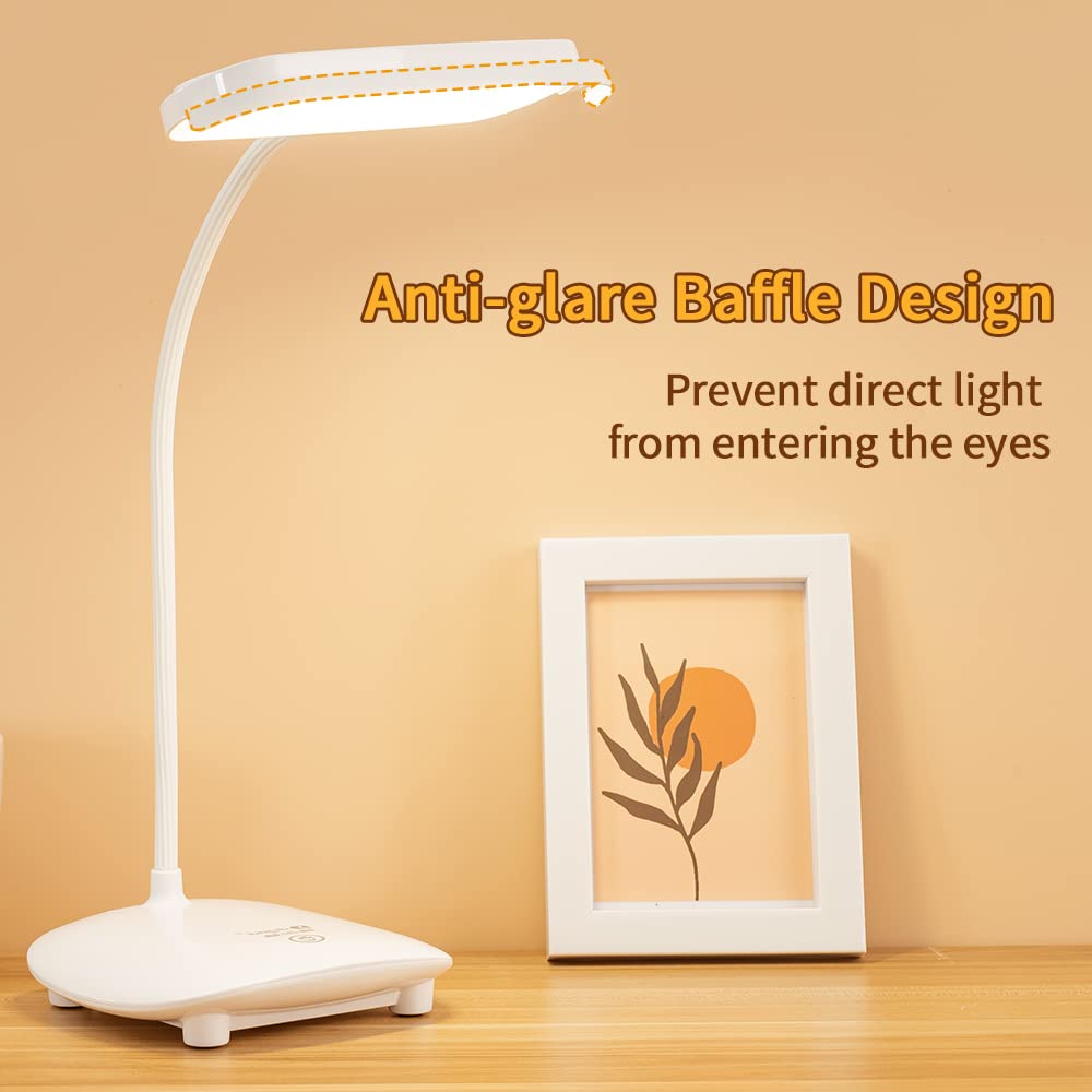 MAYTHANK Cordless Desk Table Lamp Reading Light 40 Led Rechargeable Big Battery 3000m, Touch 3 Modes,2 Ways Power,Dimmable,Gooseneck,Small Portable Wireless Bedroom Bedside Lamp