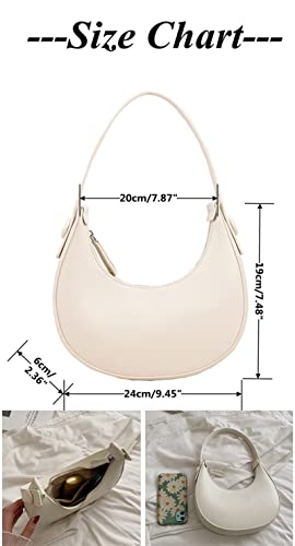 HANDAFA PU Leather Moon Bag Half Moon Hobo Bag Crescent Saddle Shoulder Purse For Women(Black)