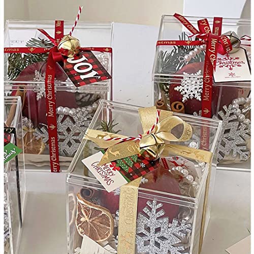 Acrylic Box,4 Packs 4x4x4 Inch Clear Boxes with Lids Transparent Display Square Cube Storage Organizer Containers Boxes Easter Party Cake Candy Box Wedding Birthday Decorative Boxes