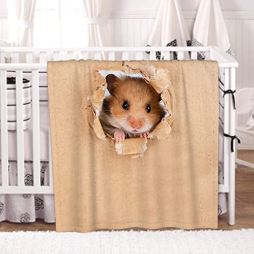 Citrasena Flannel Fleece Super Soft Cozy Blanket Cute Hamster Burrowing Lightweight Warm Throw Blanket for Couch Living Room Bed Sofa Travel 40"x30" for Pet