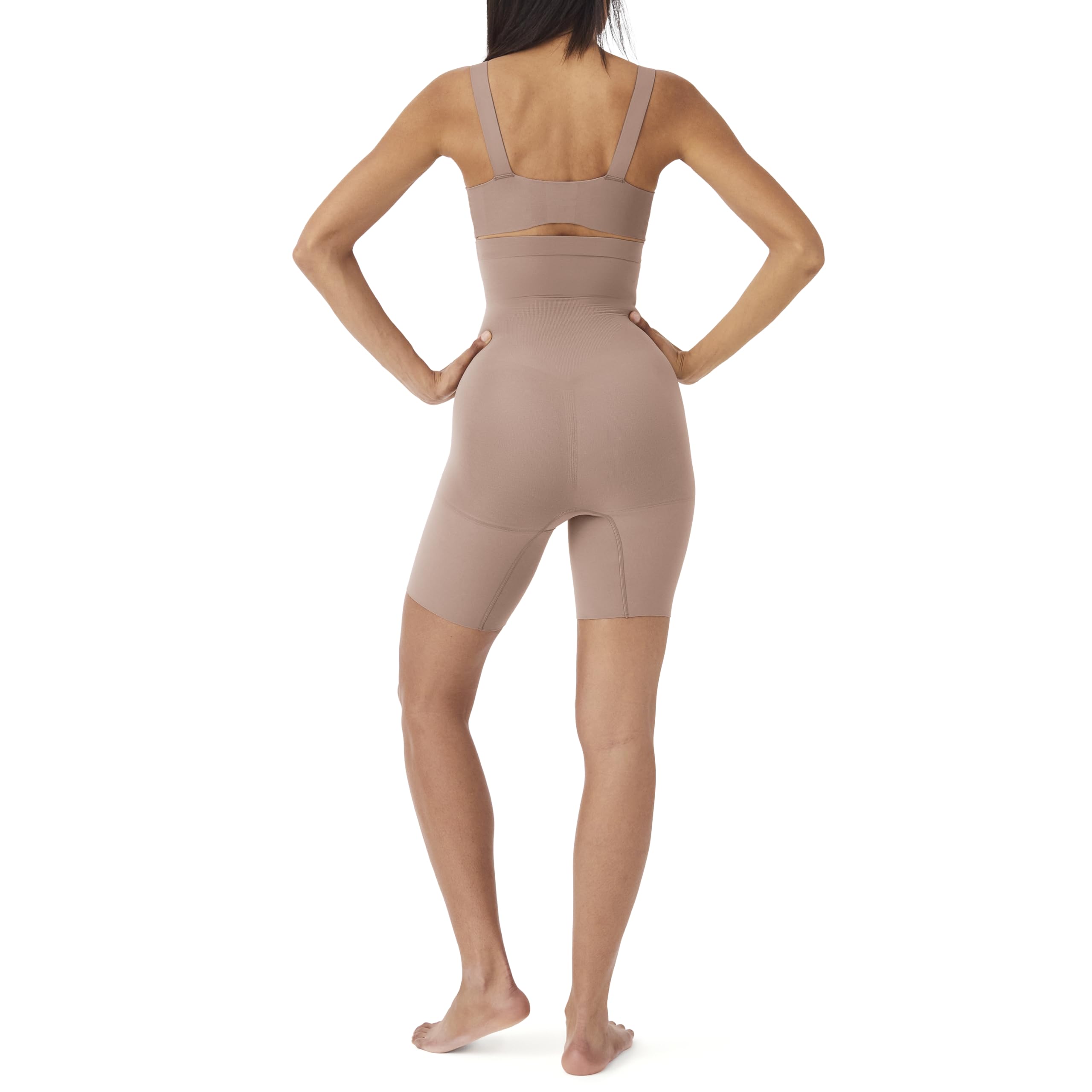 SPANXsculpt Seamless Power High-Waisted Mid-Thigh Short - Lightweight, All-Day Comfort - Core Control Shapewear - Cafe Au Lait - Large