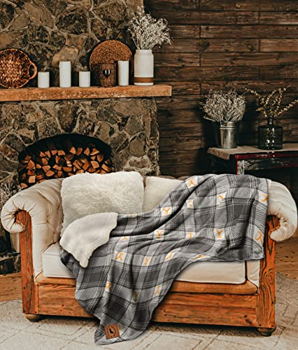 Northwest Yellowstone Silk Touch Sherpa Throw Blanket with Storage Strap Handle, 60" x 70", Dutton Plaid