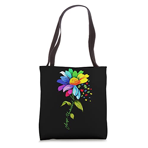 Daisy Floral Autism Awareness Accept Understand Love Mom Tote Bag
