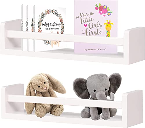 Nursery Floating Shelf, Wall Mounted Nursery Book Shelves,Set of 2 Rustic U Shaped Book Shelf Organizer for Farmhouse Decor,Corner Display Hanging Spice Rack for Bathroom Kitchen.