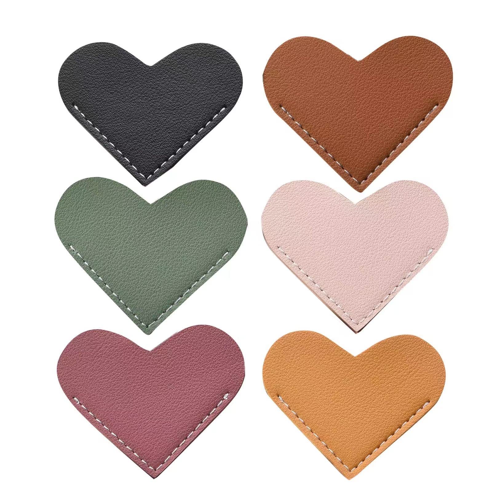 Leather Heart Bookmark, Wayzton 6 Pcs Corner Page Book Marks for Women, Kids, Book Accessories for Reading Lover, Cute Handmade Book Reading Gift for Book Lovers