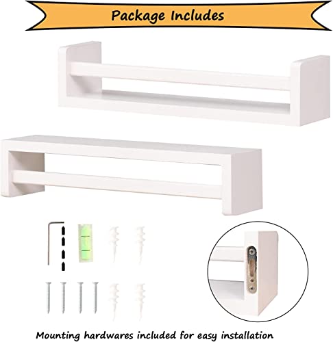 Nursery Floating Shelf, Wall Mounted Nursery Book Shelves,Set of 2 Rustic U Shaped Book Shelf Organizer for Farmhouse Decor,Corner Display Hanging Spice Rack for Bathroom Kitchen.