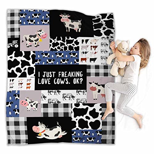 Farm Cow ​Blanket Cow Print Blanket Farm Animal Cow Blanket Cow Decor Soft Throw Blankets Lightweight Warm Flannel Fleece Blanket for Kids Adults for Bed Sofa Travel Couch 50"X40"