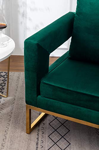 Roundhill Furniture Lenola Upholstered Accent Arm Chair, Green 27.5D x 29.75W x 34.5H in