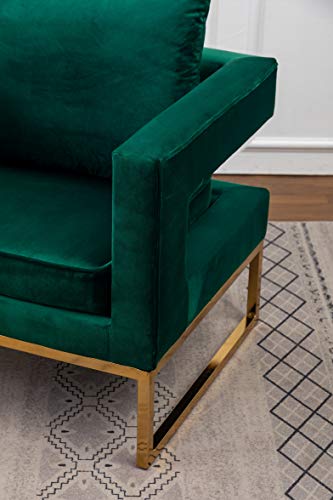 Roundhill Furniture Lenola Upholstered Accent Arm Chair, Green 27.5D x 29.75W x 34.5H in