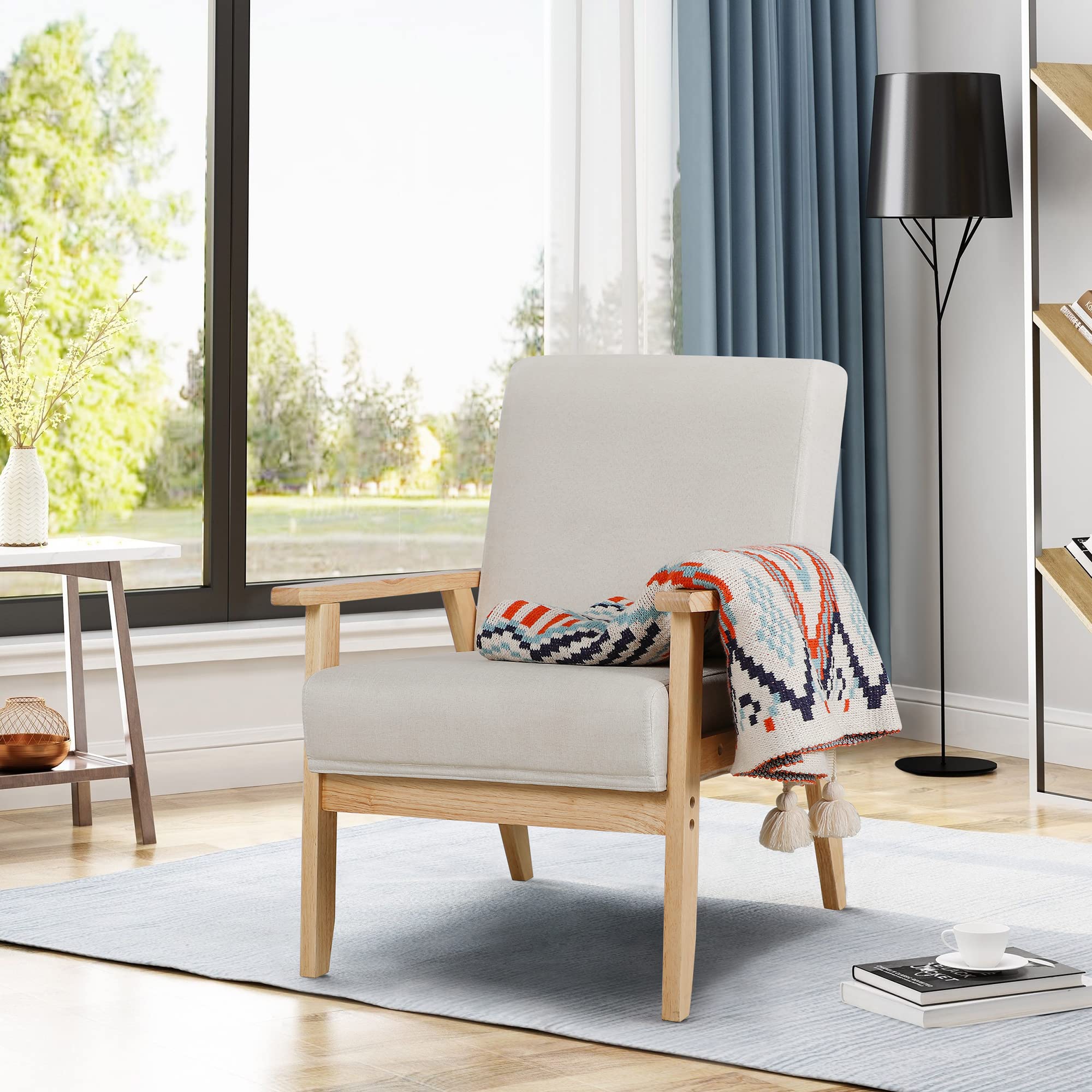 Homajor Accent Chairs, Mid Century Modern Armchairs for Living Room/Bedroom, Beige
