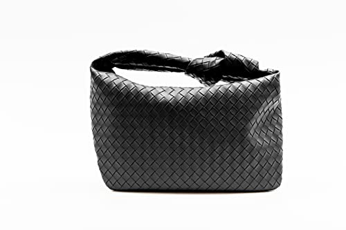 PRETTYGARDEN Women's Soft Leather Handbags Purse Fashion Shoulder Bag Dumpling Knotted Handle Hobo Bags(Black)