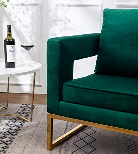 Roundhill Furniture Lenola Upholstered Accent Arm Chair, Green 27.5D x 29.75W x 34.5H in