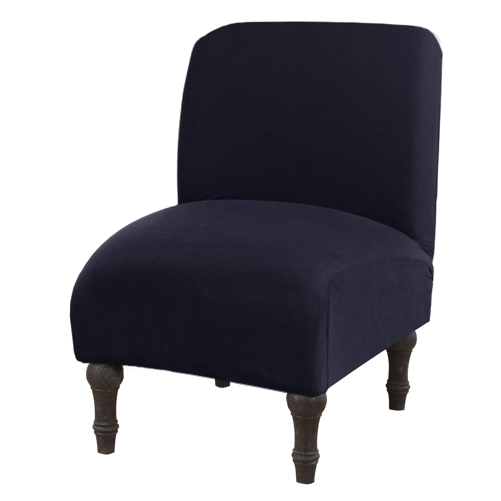 Armless Accent Chair Cover, Large Size Armless Slipper Chair Slipcover, Stretch Universal Thin Fabric Living Room Chair Cover Furniture Protector Removable Washable for Home Hotel Living Room (Navy)