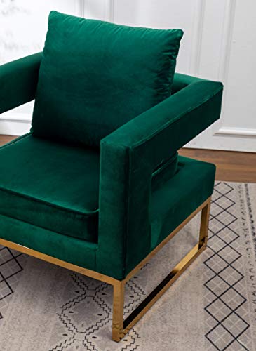 Roundhill Furniture Lenola Upholstered Accent Arm Chair, Green 27.5D x 29.75W x 34.5H in