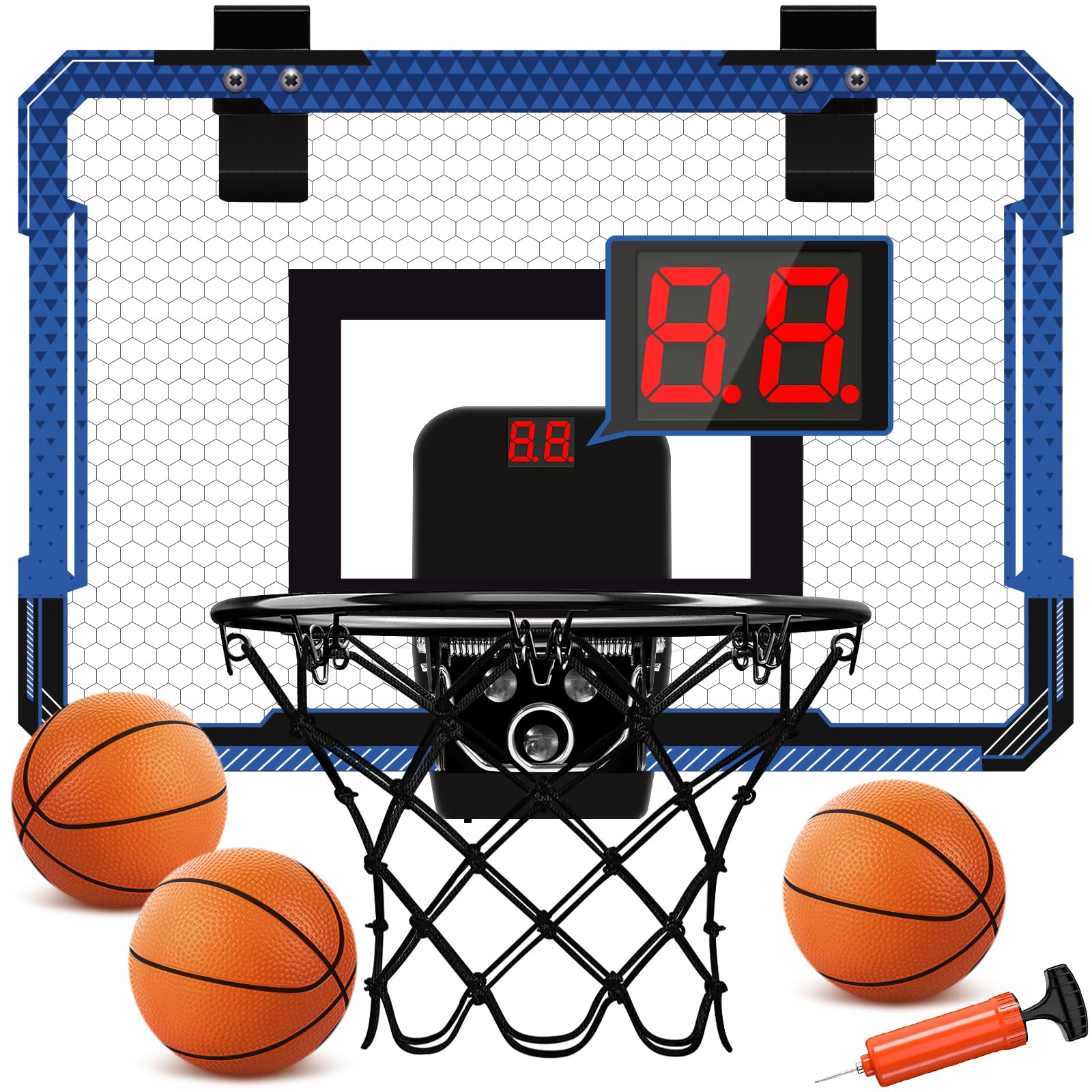 Xucutu Indoor Mini Basketball Hoop for Door - Over The Door Basketball Mini Hoop with Scoreboard & 3 Balls, Foldable Basketball Hoop for Wall & Room Basketball Toy Gift for Boy Kids Teens
