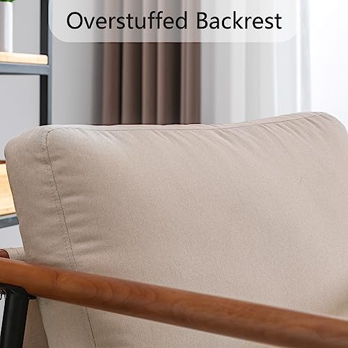 ANJHOME Mid Century Modern Accent Chairs Set of 2, Fabric Lounge Chair with Steel Frame, Comfy Simple Upholstered Armchair for Living Room