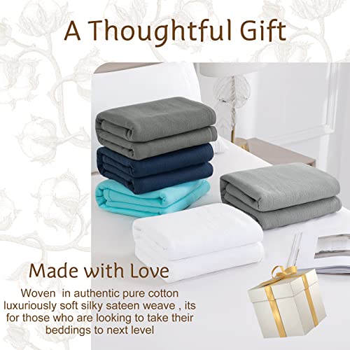 LBRO2M Waffle 100% Cotton Blanket Queen Size (90"x90",Warm Lightweight Breathable Bed Sofa Couch Throws,Super Soft Knit Weave Travel for All Season,White