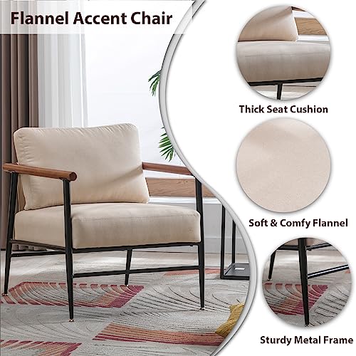 ANJHOME Mid Century Modern Accent Chairs Set of 2, Fabric Lounge Chair with Steel Frame, Comfy Simple Upholstered Armchair for Living Room