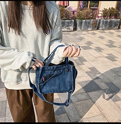 Denim Cowboy Bag Unisex Vintage Cowboy Hobo Handbag Shoulder Bag Travel School Office Bag B-Dark Blue