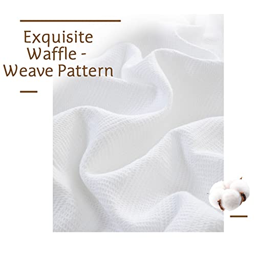 LBRO2M Waffle 100% Cotton Blanket Queen Size (90"x90",Warm Lightweight Breathable Bed Sofa Couch Throws,Super Soft Knit Weave Travel for All Season,White
