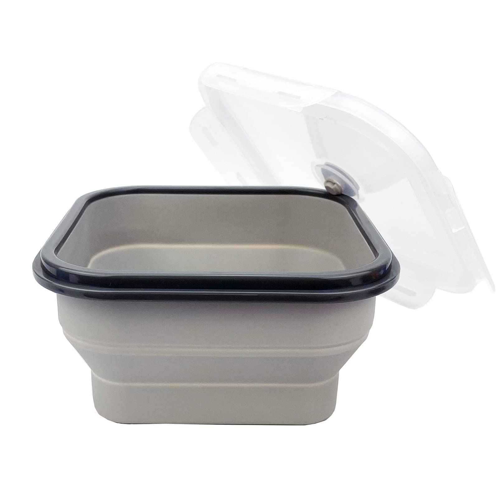 CARTINTS Large 1200ml Collapsible Bowls with Lids, Silicone Food Storage Containers, Space-Saving Meal Prep Containers For Kitchen and Outdoors Camping, Set of 3, Grey