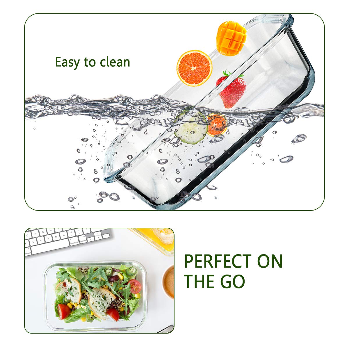 M MCIRCO [8-Pack,30 oz] Glass Meal Prep Containers,Glass Food Storage Containers,Airtight Glass lunch Containers with Lids - BPA-Free Microwave, Oven, Freezer and Dishwasher