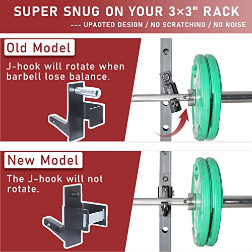 SYL Fitness J-Hooks for 3x3" Power Rack, Barbell Holder/Squat Rack Accessories J Cups